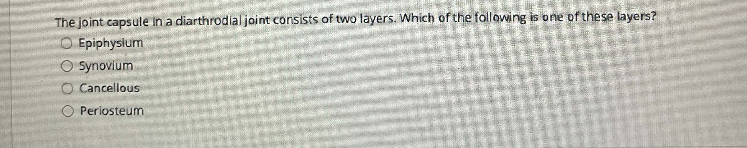 Solved The joint capsule in a diarthrodial joint consists of | Chegg.com