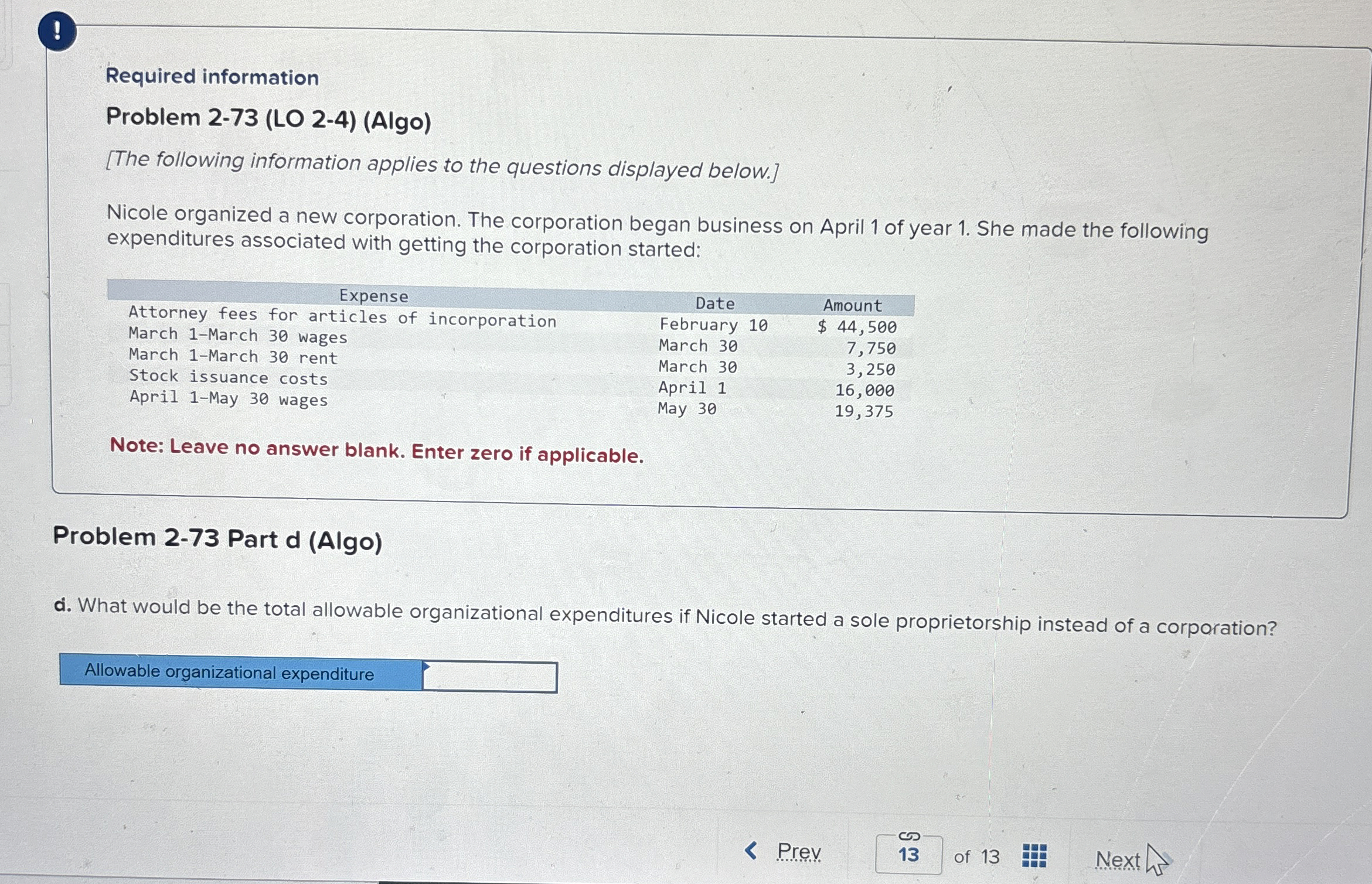Required informationProblem 2-73 (LO 2-4) (Algo)[The | Chegg.com