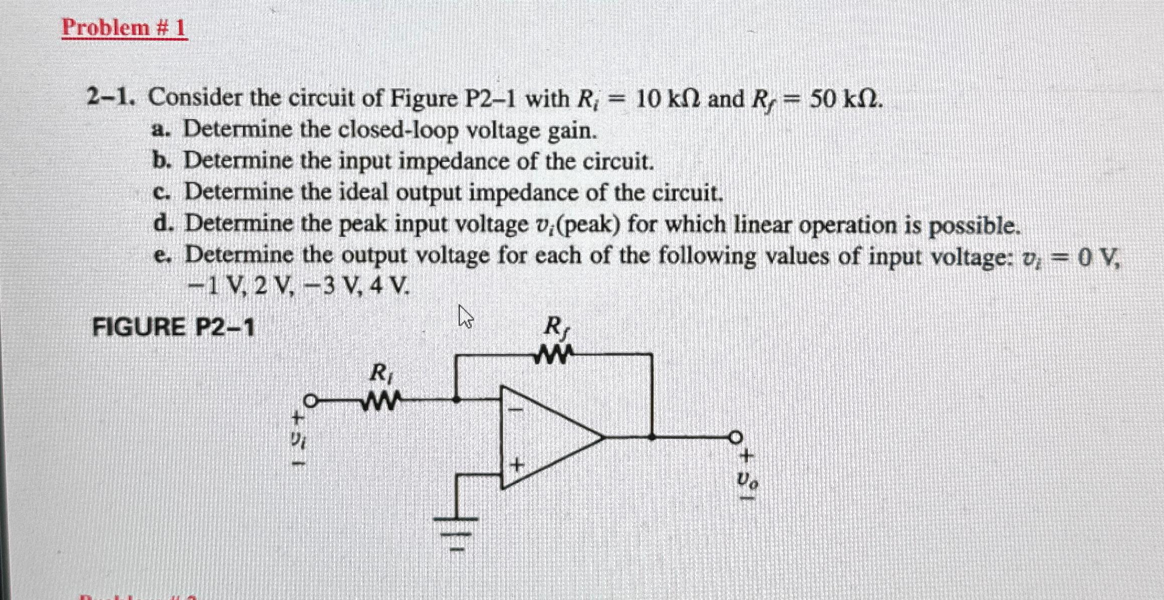 Solved Problem # 12-1. ﻿Consider the circuit of Figure P2-1 | Chegg.com
