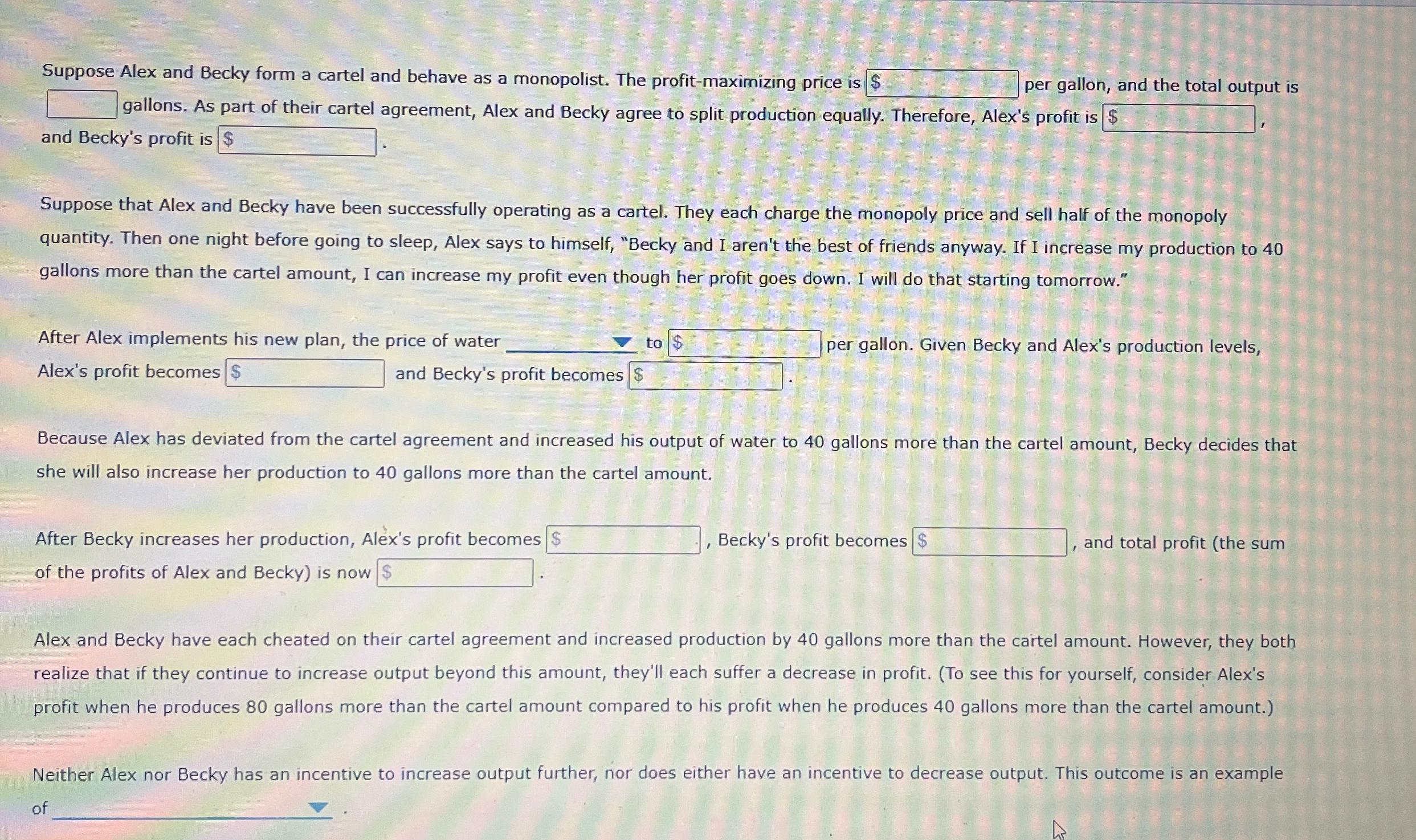 Solved Breakdown of a cartel agreementConsider a town in | Chegg.com