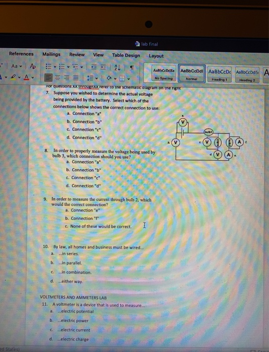 Solved Normal Lab Final References Mailings Review View