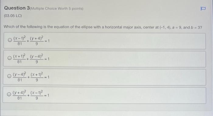 Solved 2 Question 3 Multiple Choice Worth 5 points) (03.05 | Chegg.com