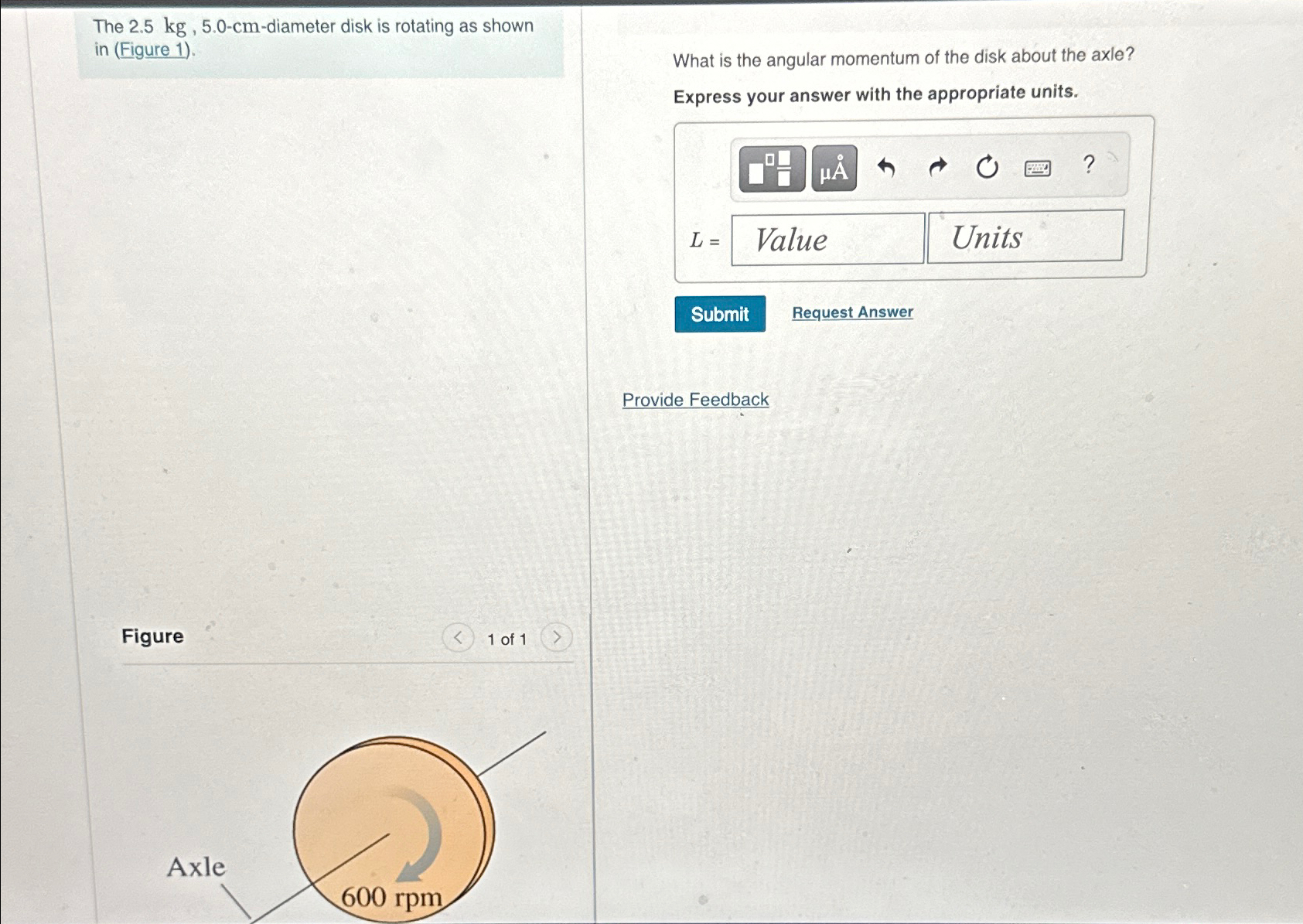 Solved The 2.5kg, 5.0-cm-diameter disk is rotating as shown | Chegg.com