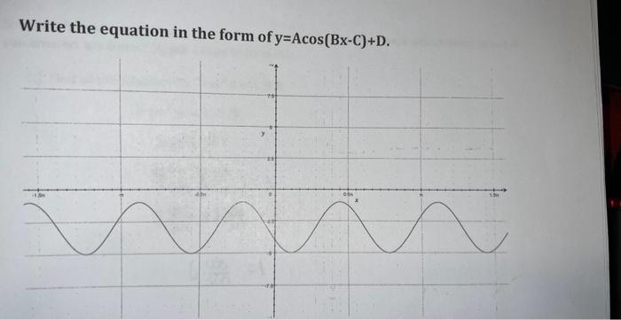 Solved Write the equation in the form of y=Acos(Bx−C)+D. | Chegg.com