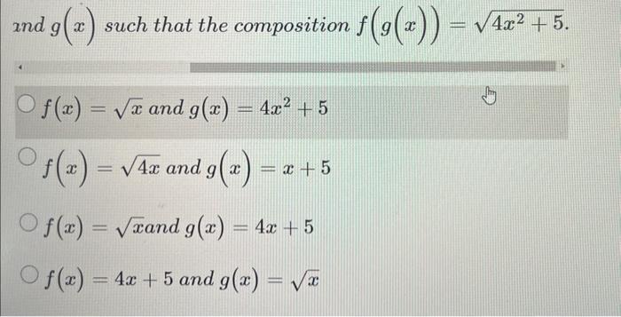 Solved Find two functions f(x) and g(x) such that the | Chegg.com