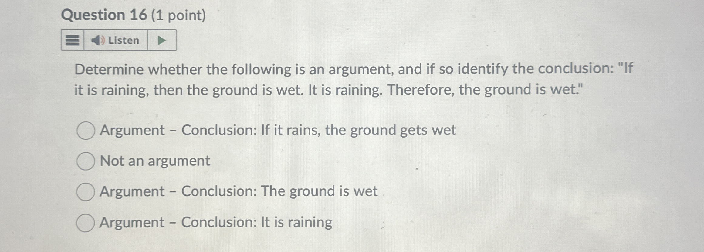 Solved Question 16 (1 ﻿point)ListenDetermine whether the | Chegg.com