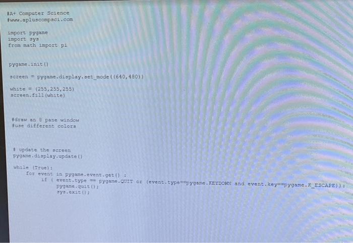 Solved Can you please help me solve this lab in Pygame? I'm | Chegg.com