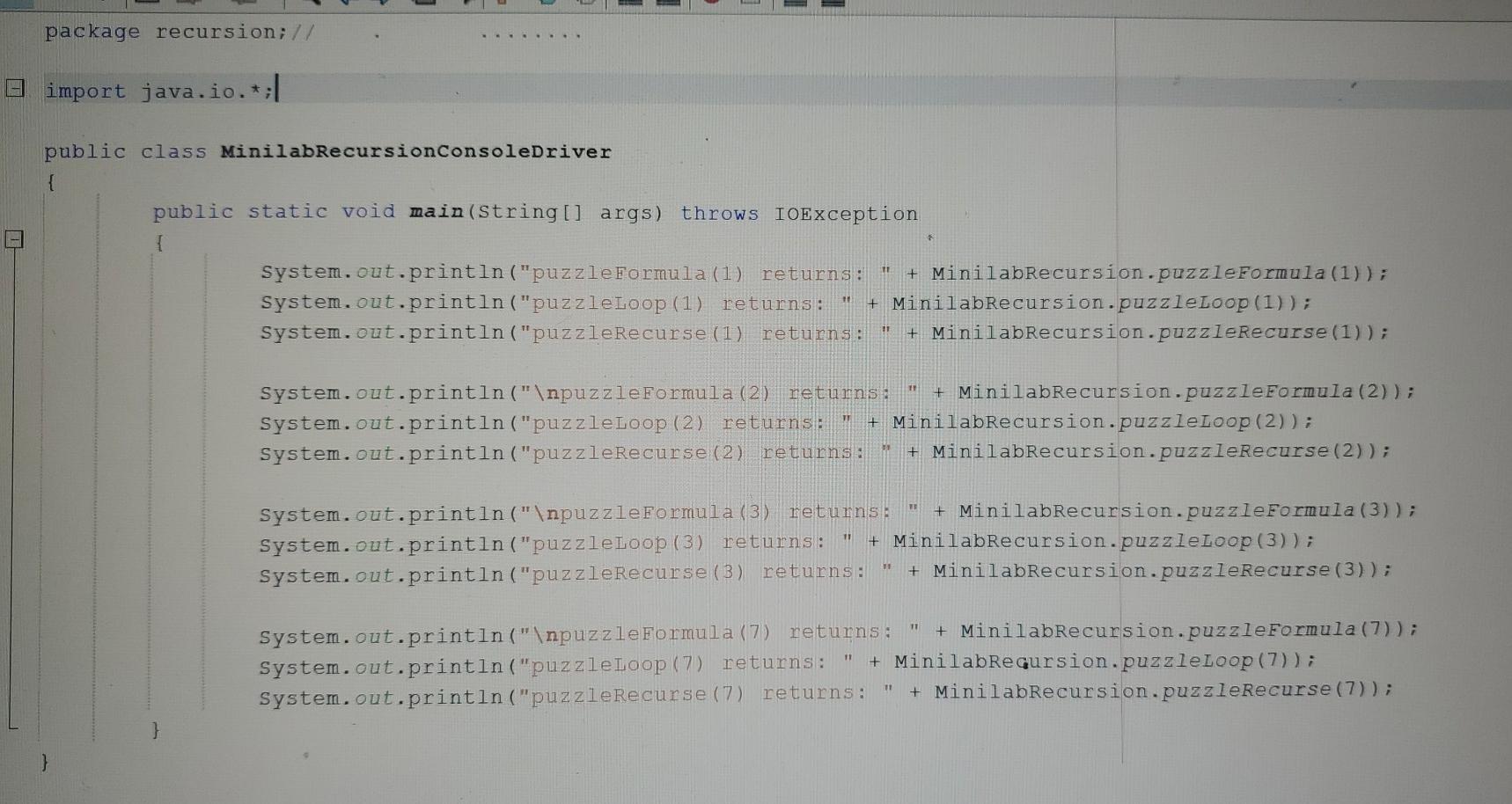 CSC110AB MinilabRecursion You are to write a class | Chegg.com