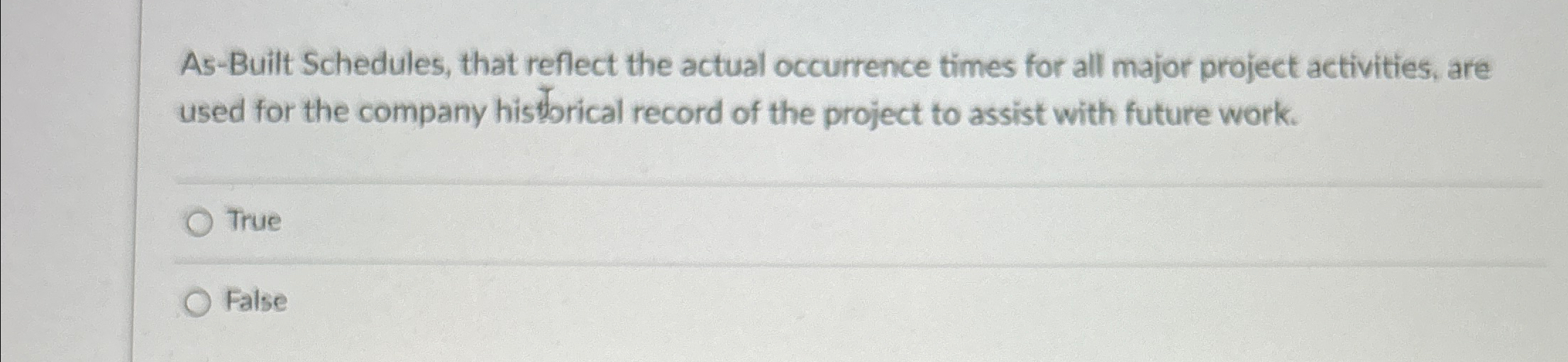 Solved As-Built Schedules, that reflect the actual | Chegg.com