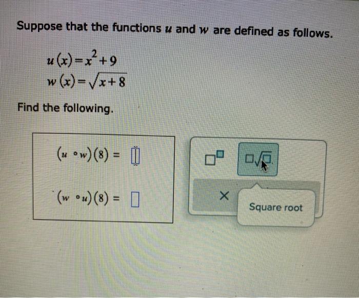 Solved Suppose that the functions u and w are defined as | Chegg.com