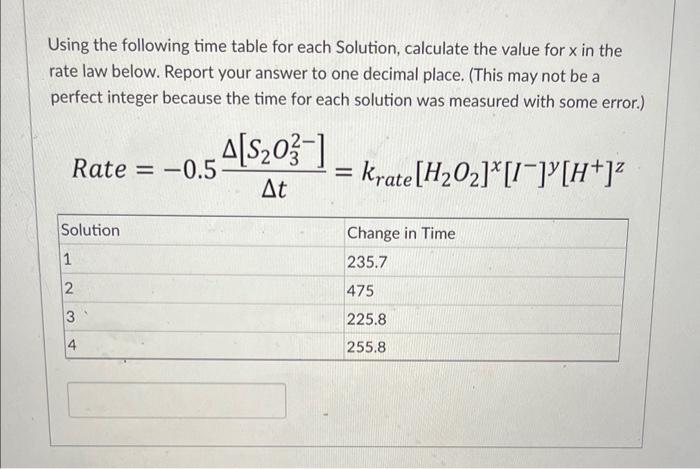 Solved Using the following time table for each Solution, | Chegg.com
