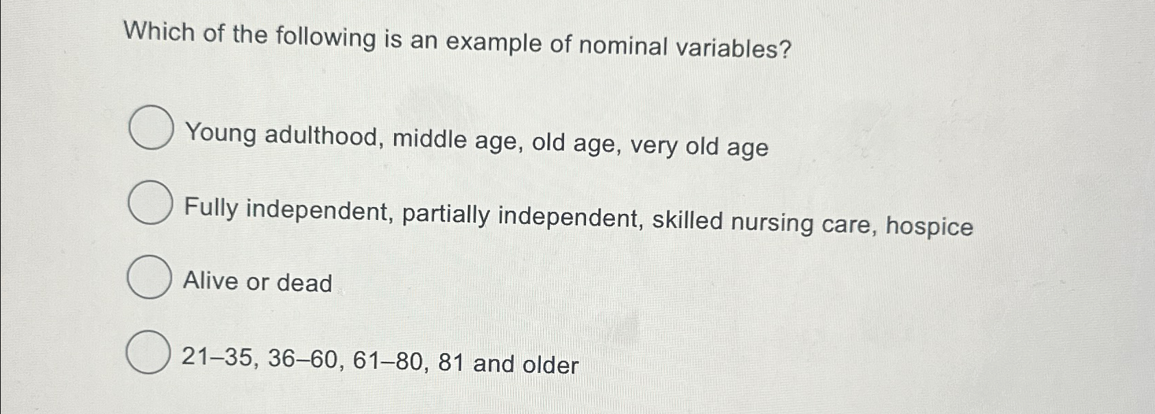 Solved Which of the following is an example of nominal | Chegg.com