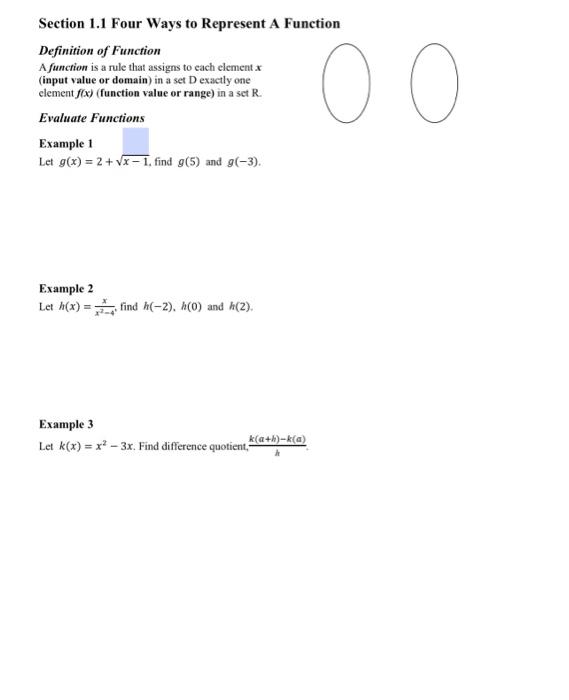 Solved Section 1.1 Four Ways to Represent A Function | Chegg.com