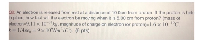 Solved Q2: An electron is released from rest at a distance | Chegg.com