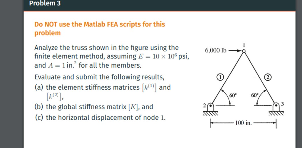 Solved Do NOT use the Matlab FEA scripts for | Chegg.com