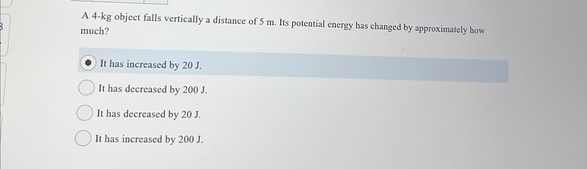 Solved A 4-kg object falls vertically a distance of 5m. ﻿Its | Chegg.com