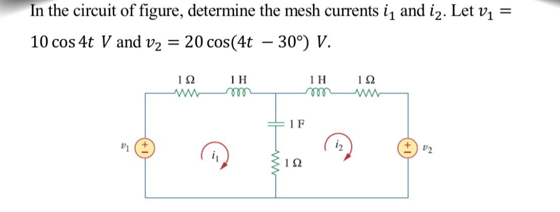 Solved In the circuit of figure, determine the mesh currents | Chegg.com