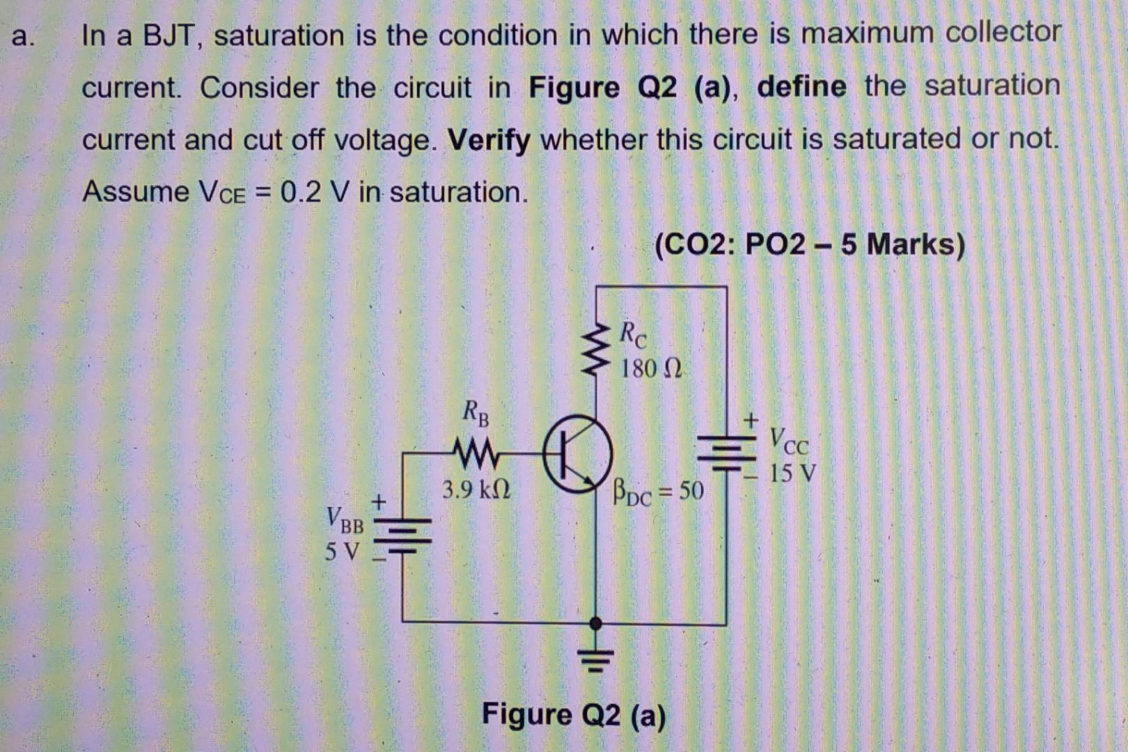Solved a. In a BJT, saturation is the condition in which | Chegg.com
