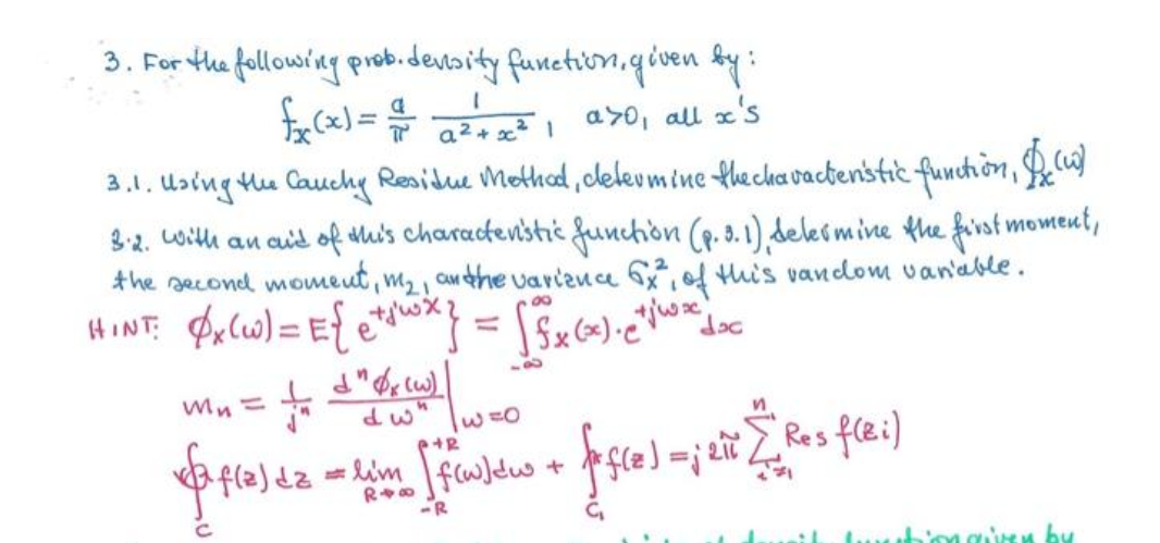 Solved 3. For the following prob. devsity function, given | Chegg.com