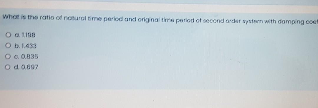 Solved What is the ratio of natural time period and original | Chegg.com