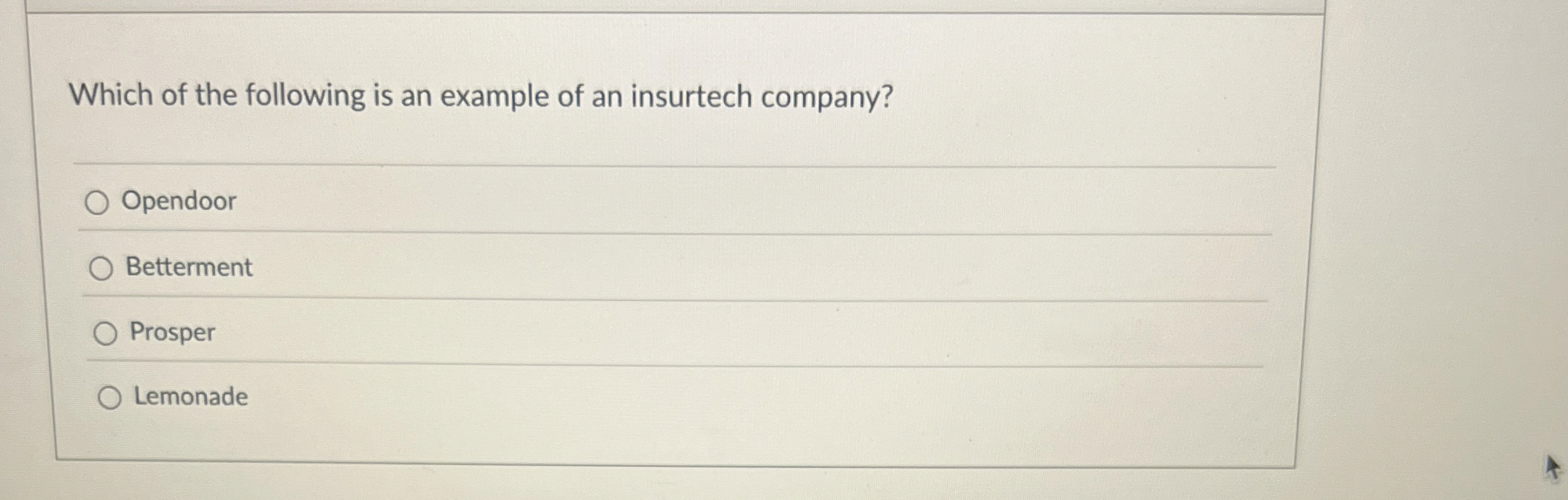 Solved Which of the following is an example of an insurtech | Chegg.com