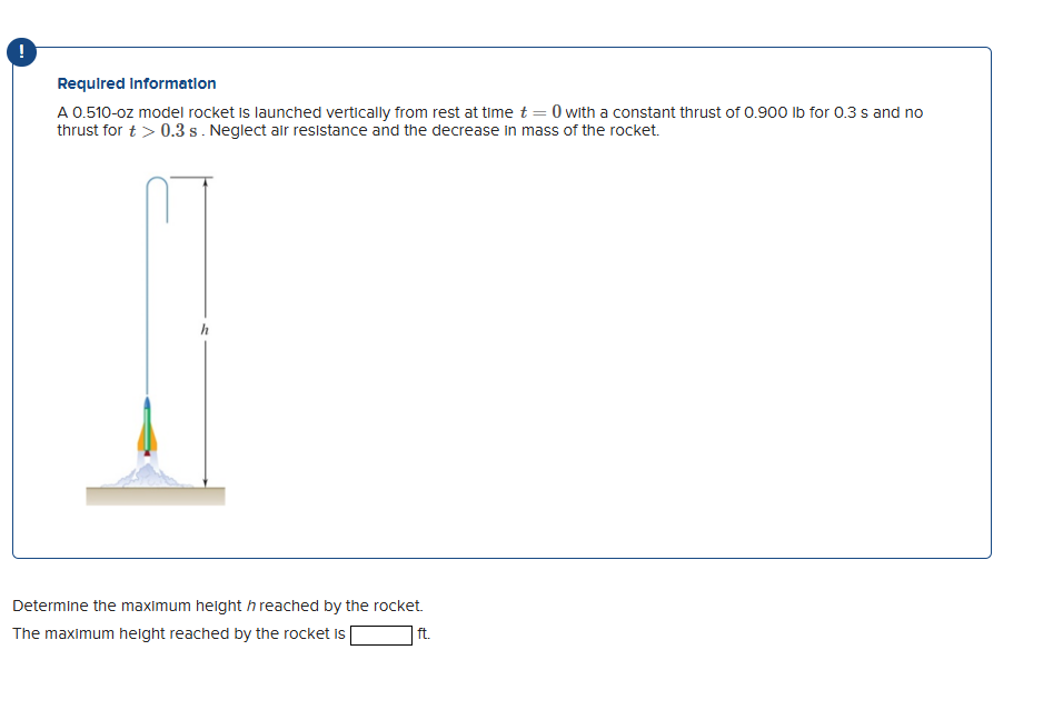Solved Required InformationA 0.510-oz ﻿model rocket is | Chegg.com