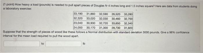 Solved (1 point) How heavy a load (pounds) is needed to pull | Chegg.com