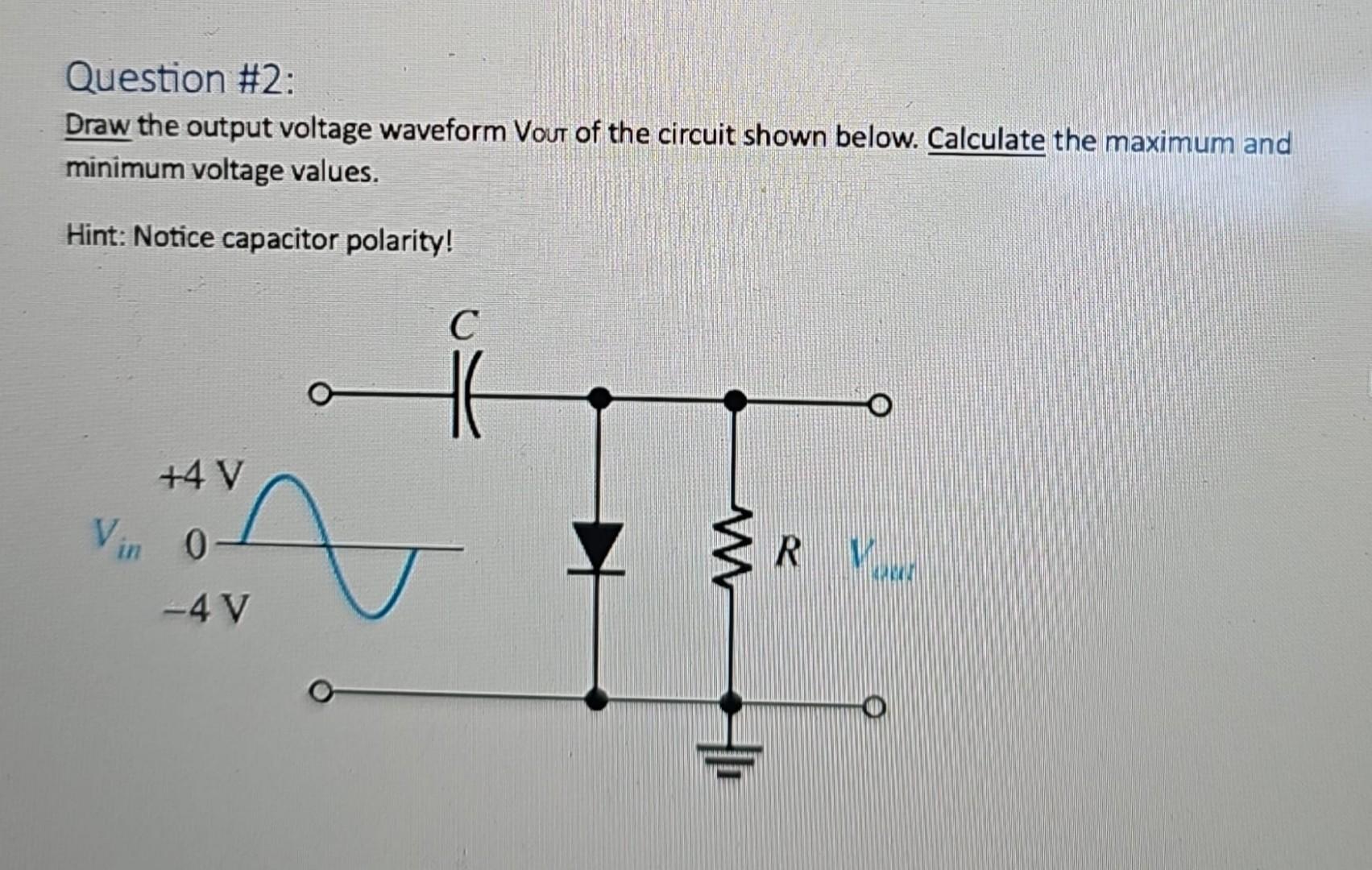 Solved Question \#2: Draw the output voltage waveform Vour | Chegg.com
