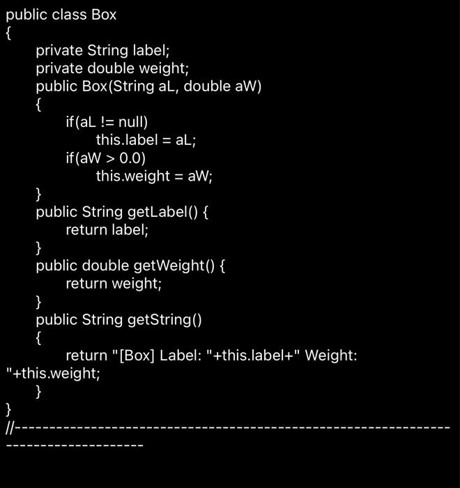 Solved Using the provided code (Box.java and | Chegg.com