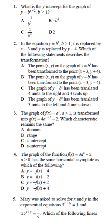 Solved In the equation y=bx,b>1,x ﻿is replaced byx-3 ﻿and y | Chegg.com