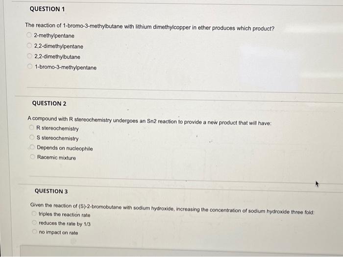 Solved The reaction of 1-bromo-3-methylbutane with lithium | Chegg.com