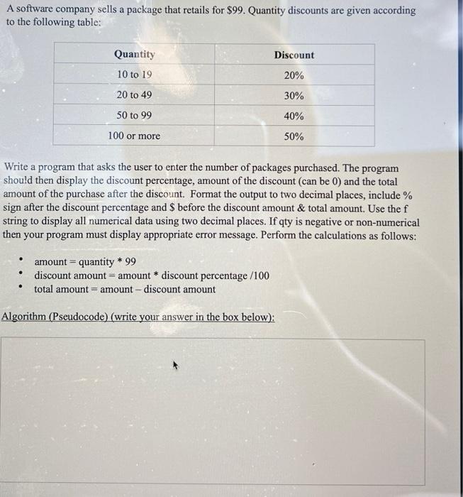 Solved A software company sells a package that retails for | Chegg.com