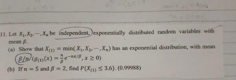 Solved Let x1,x2,cdots,xn ﻿be independent, exponentially | Chegg.com