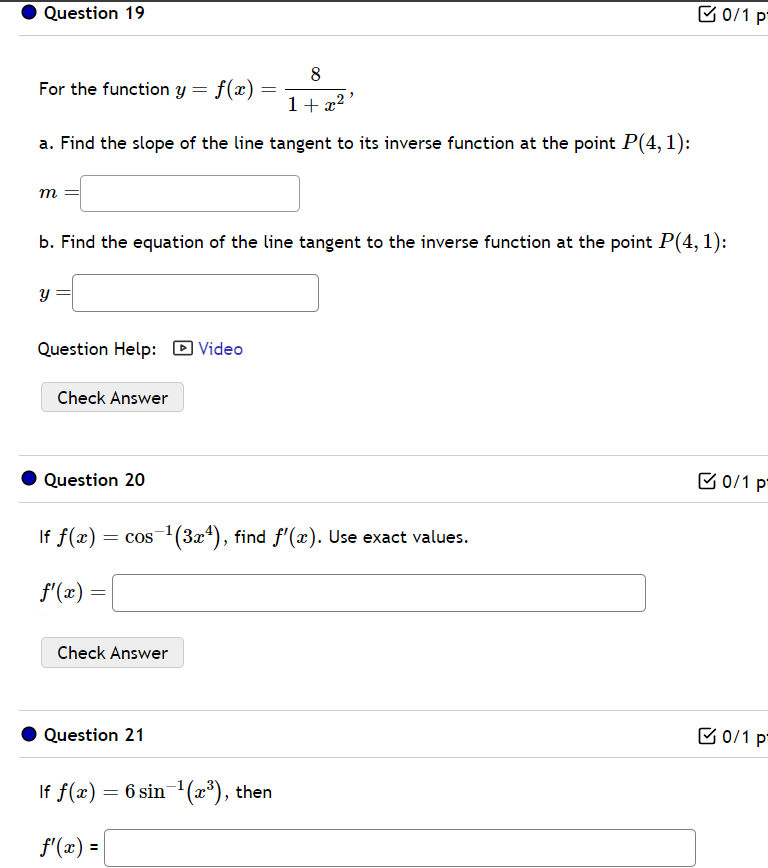 Solved Question 19For the function y=f(x)=81+x2,a. ﻿Find the | Chegg.com