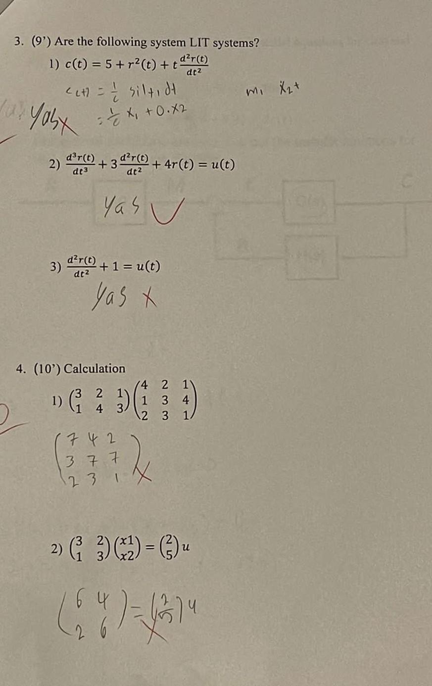 Solved (9') Are the following system LIT systems? 1) | Chegg.com