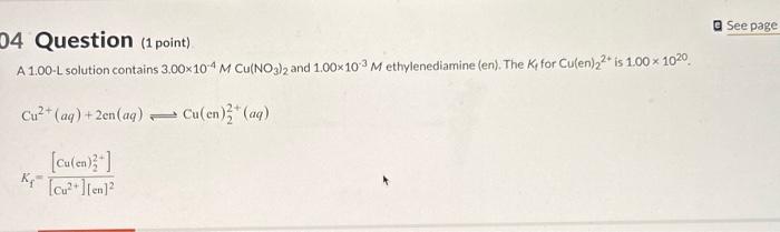 Solved 04 Question (1 point). A 1.00-L solution contains | Chegg.com