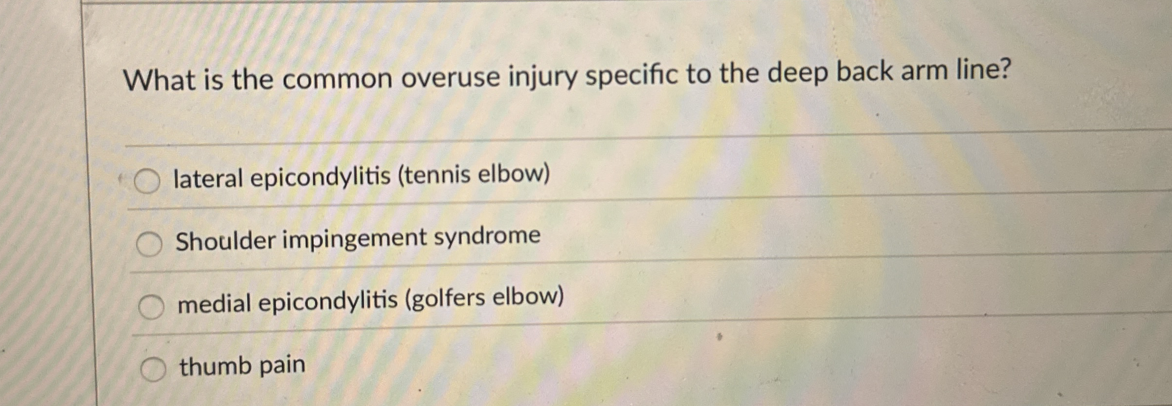 Solved What is the common overuse injury specific to the | Chegg.com