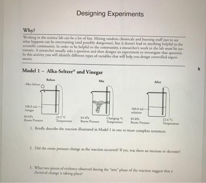 Solved Designing Experiments Why? Working in the science lab | Chegg.com