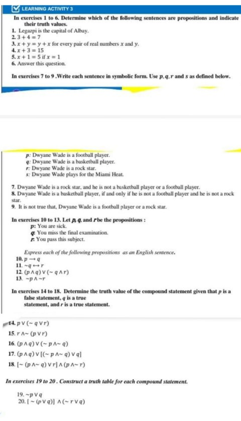 Solved LEARNING ACTIVITY 3 In exercises 1 to 6. Determine | Chegg.com