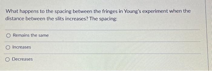 Solved What happens to the spacing between the fringes in | Chegg.com