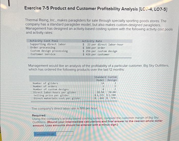 Solved Exercise 7-5 Product and Customer Profitability | Chegg.com