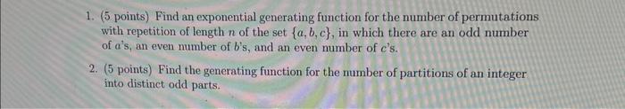 Solved 5 Points Find An Exponential Generating Function 7433