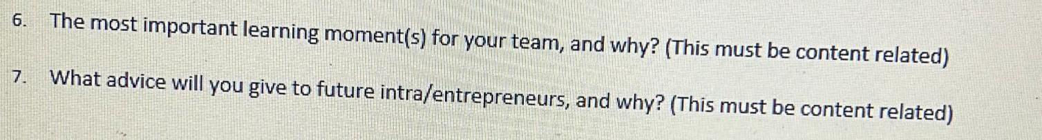 Solved 6. The most important learning moment(s) for your | Chegg.com