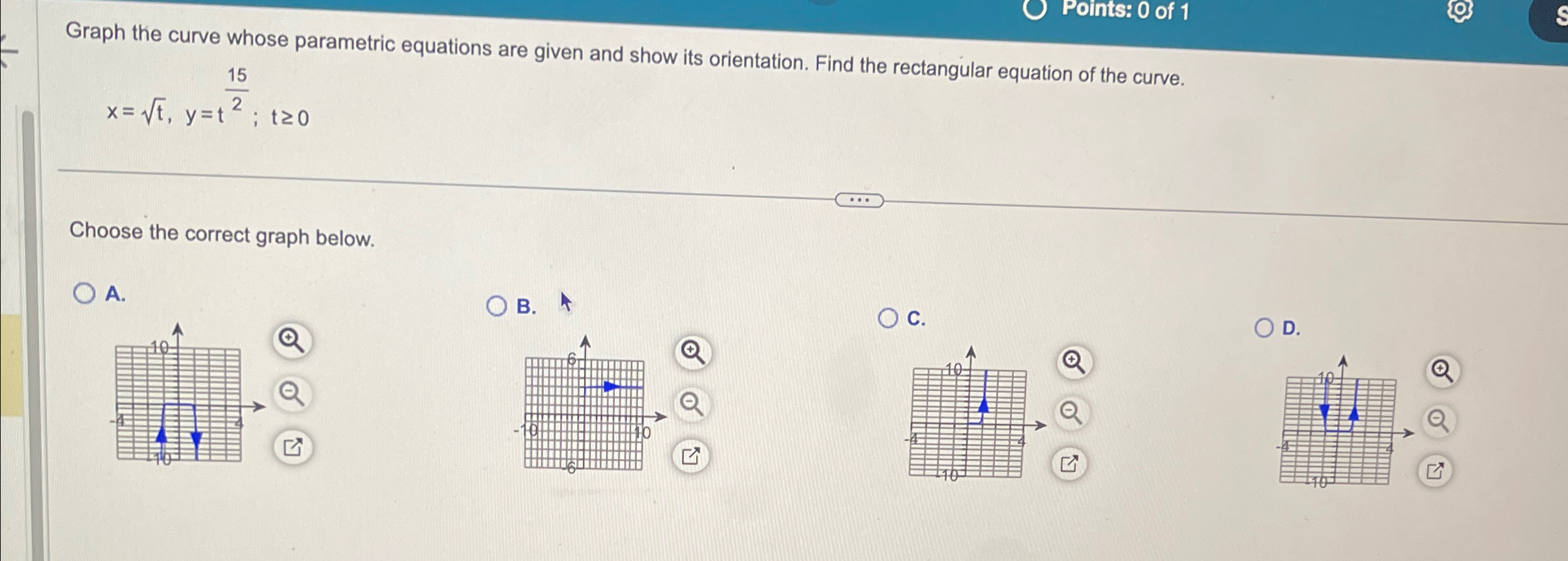 Solved Points: 0 ﻿of 1Graph the curve whose parametric | Chegg.com