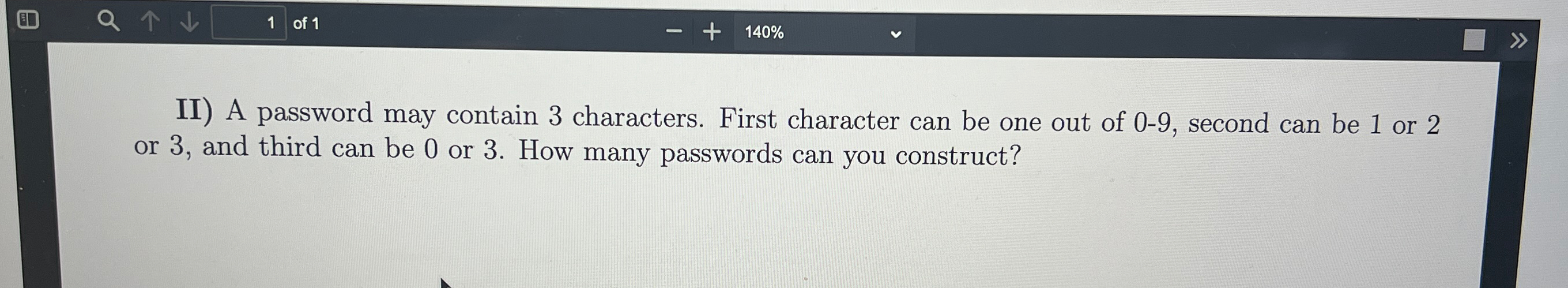 Solved II) ﻿A password may contain 3 ﻿characters. First | Chegg.com