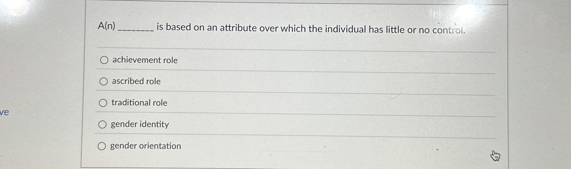 Solved A(n) q, ﻿is based on an attribute over which the | Chegg.com