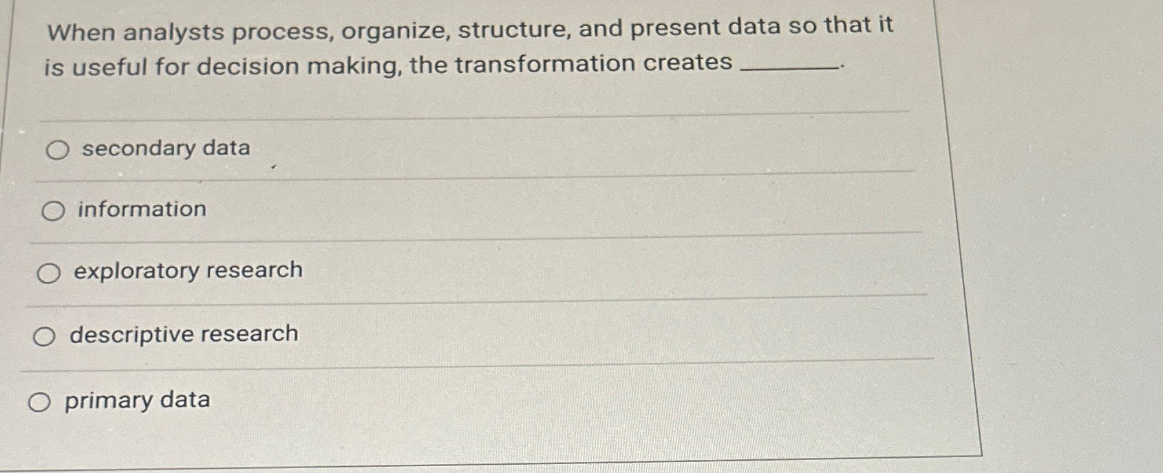 Solved When analysts process, organize, structure, and | Chegg.com