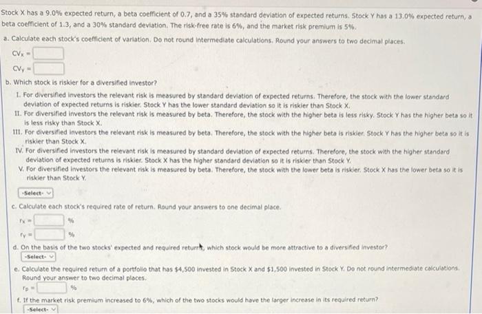 Solved Stock X has a 9.0% expected return, a beta | Chegg.com