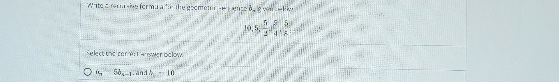 Solved Write a recursive formula for the geometric sequence | Chegg.com