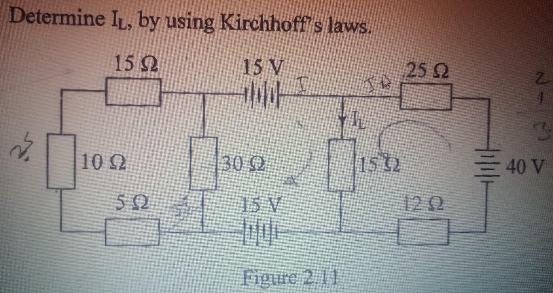 Solved Determine IL, by using Kirchhoff's laws. | Chegg.com